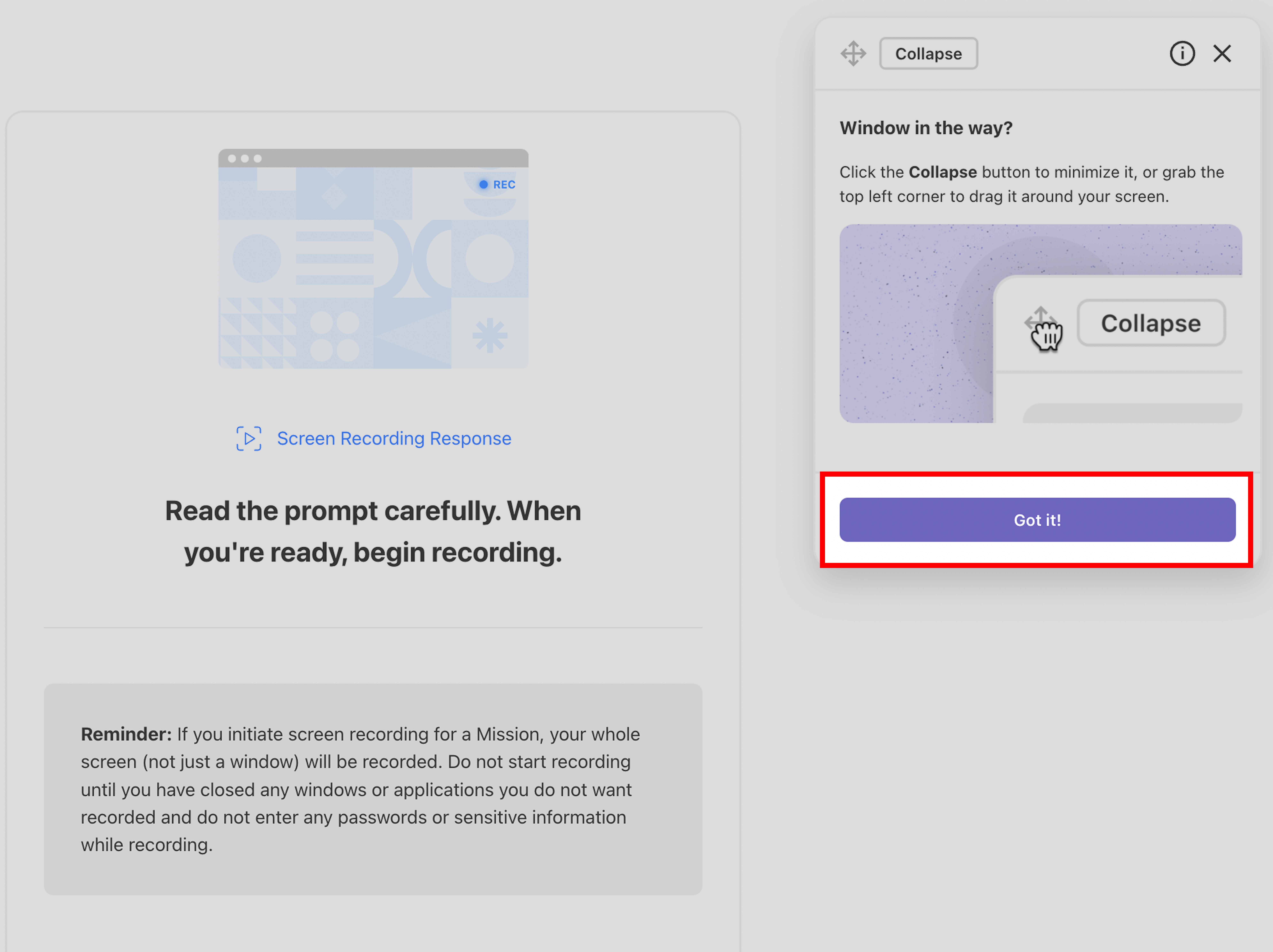 Screen recording walkthrough – Dscout Participant Help